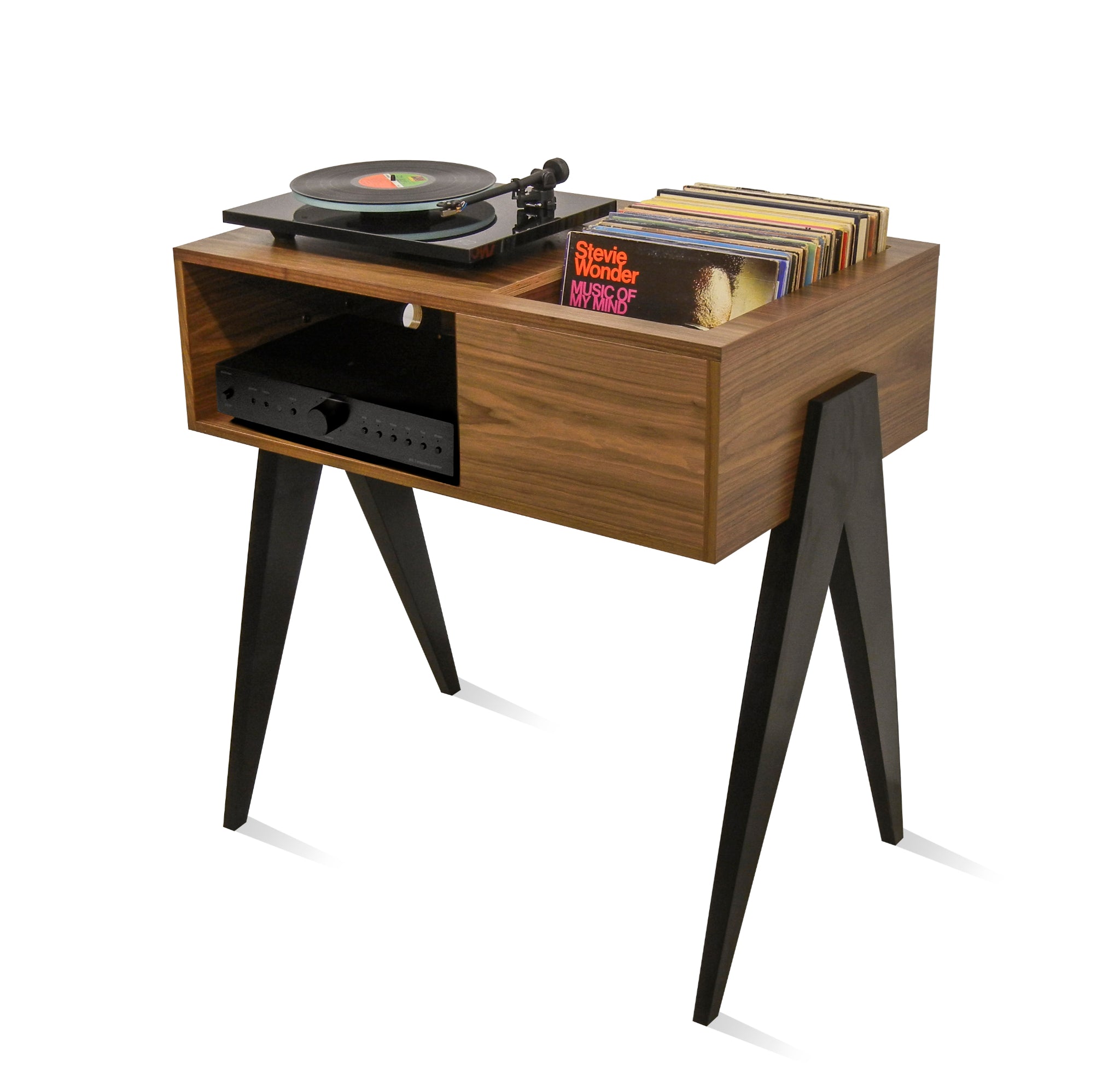 Turntable Stand | 150 LPs | Handmade in USA | Atocha Design