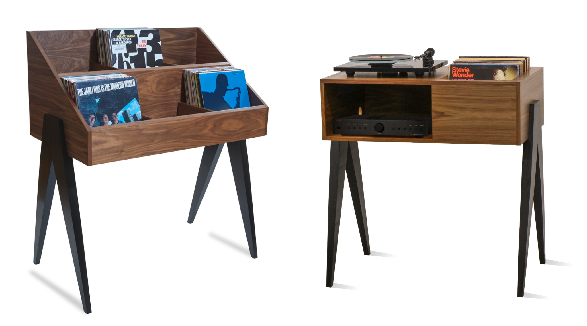 Turntable Stand | 150 LPs | Handmade in USA | Atocha Design